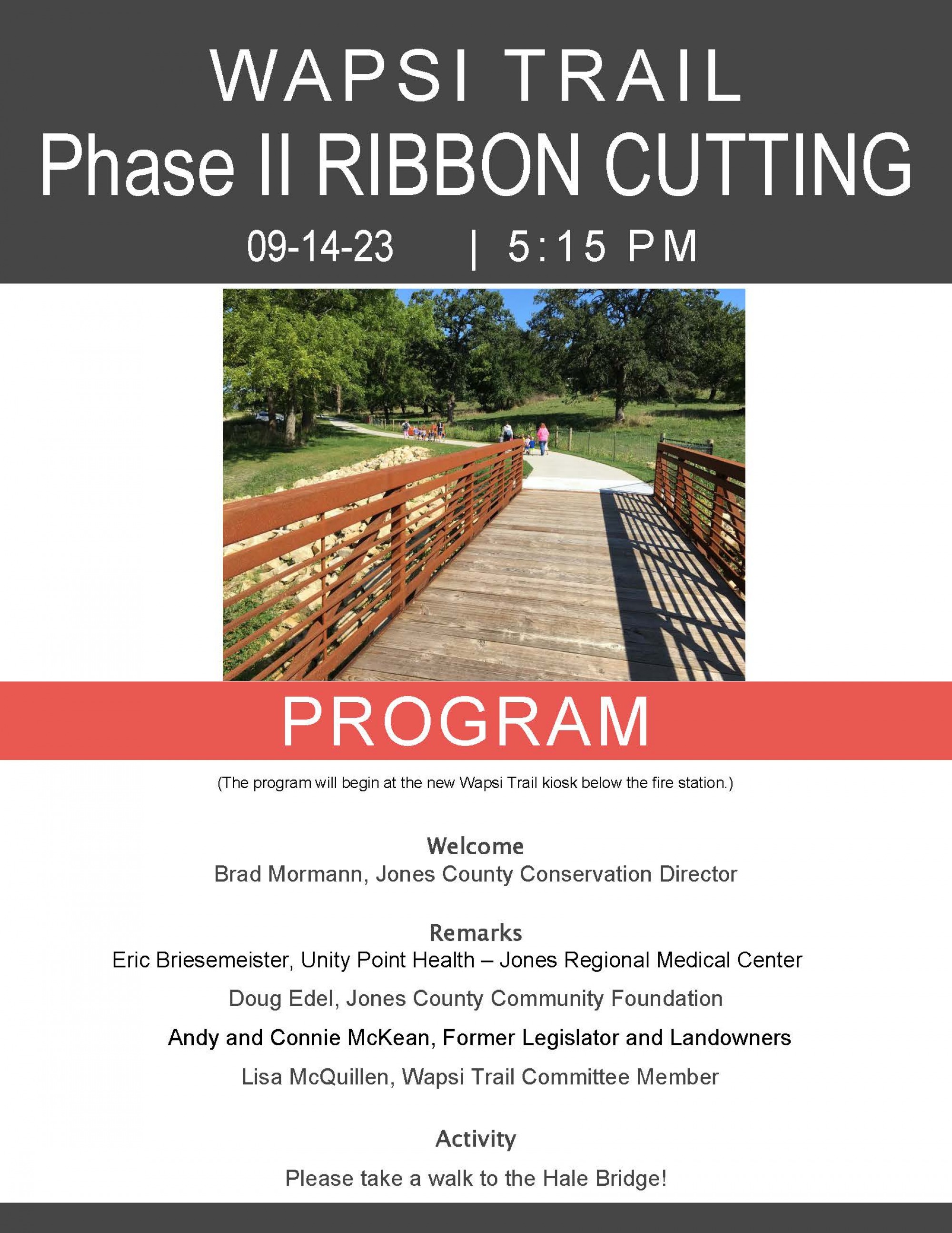 Wapsi Trail Phase II Ribbon Cutting - Jones County, Iowa